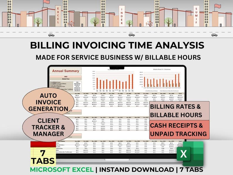Billable Hour Tracker Excel Client Time Spreadsheet Rate Calculator for ...