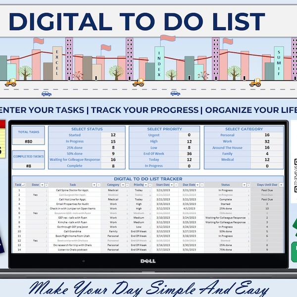 Excel Task Tracker - Etsy