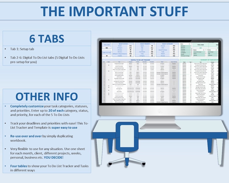 To Do List Tracker Task Planner Excel to Do List Template Productivity ...