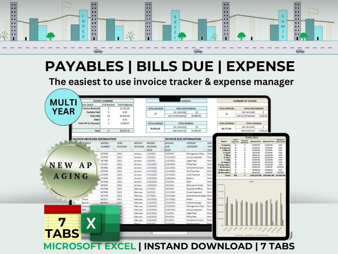 Payable Tracker Business Payment Expense Allocation Manager Excel ...