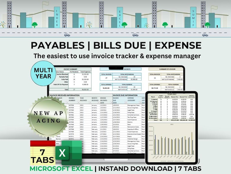 Payable Tracker Business Payment Expense Allocation Manager Excel ...