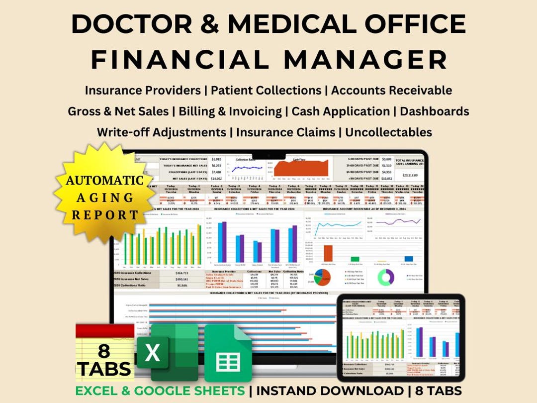 Doctor Office Spreadsheet Medical Office Financial Manager Excel ...