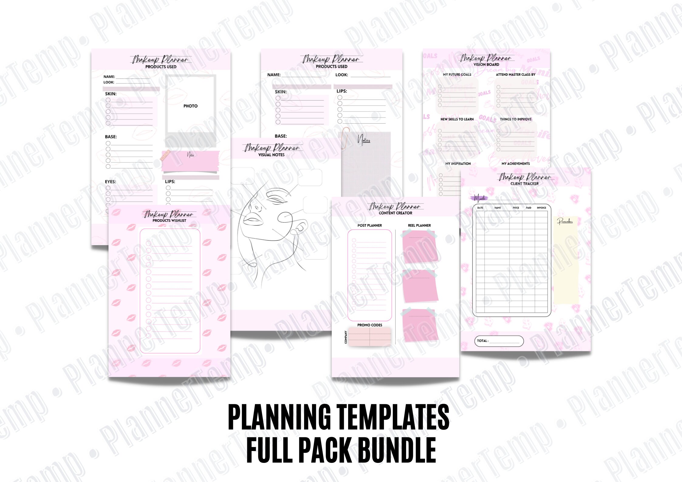 Makeup Artist Planner Template - Looks, Products, Notes, Wishlist ...