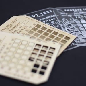Laser Cutting & Engraving Test Cards, Versions for 5w, 10w, 20w, 40w ...