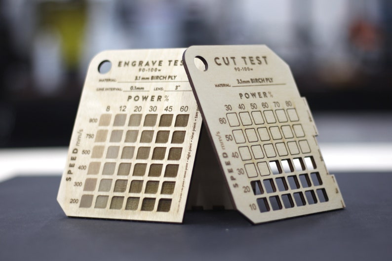 Laser Cutting & Engraving Test Cards, Versions for 5w, 10w, 20w, 40w ...