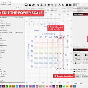Laser Cutting & Engraving Test Cards, Versions for 5w, 10w, 20w, 40w ...