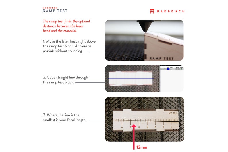 Laser Cutting & Engraving Ramp Test Digital Files, CO2 Lens Focal Depth ...