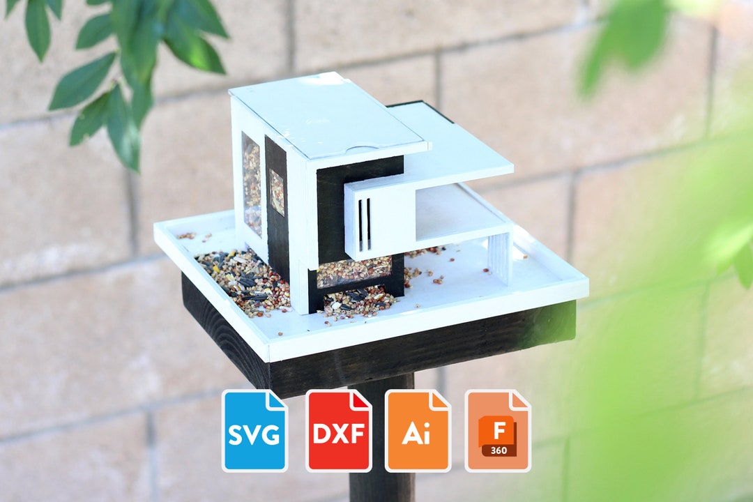 Modern Style Bird Feeder - DIY Laser Cutting Files - SVG, Ai, DXF - 2 ...
