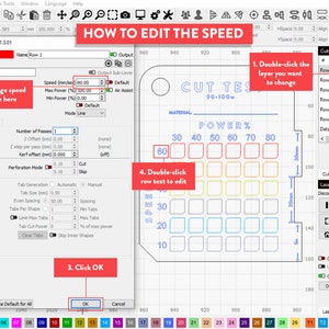 Laser Cutting & Engraving Test Cards, Versions for 5w, 10w, 20w, 40w ...