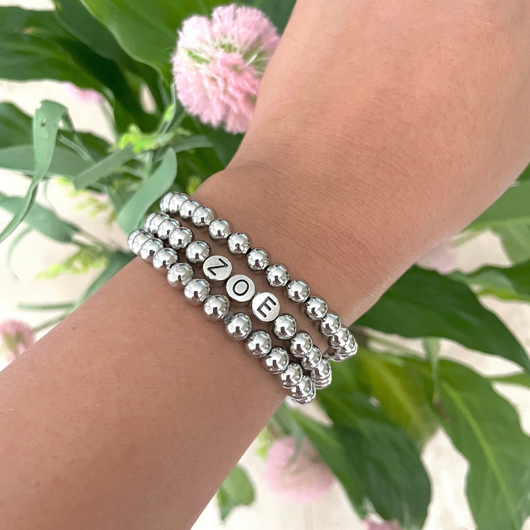 Personalized Name Bracelet Custom Name Bracelet Silver Initial