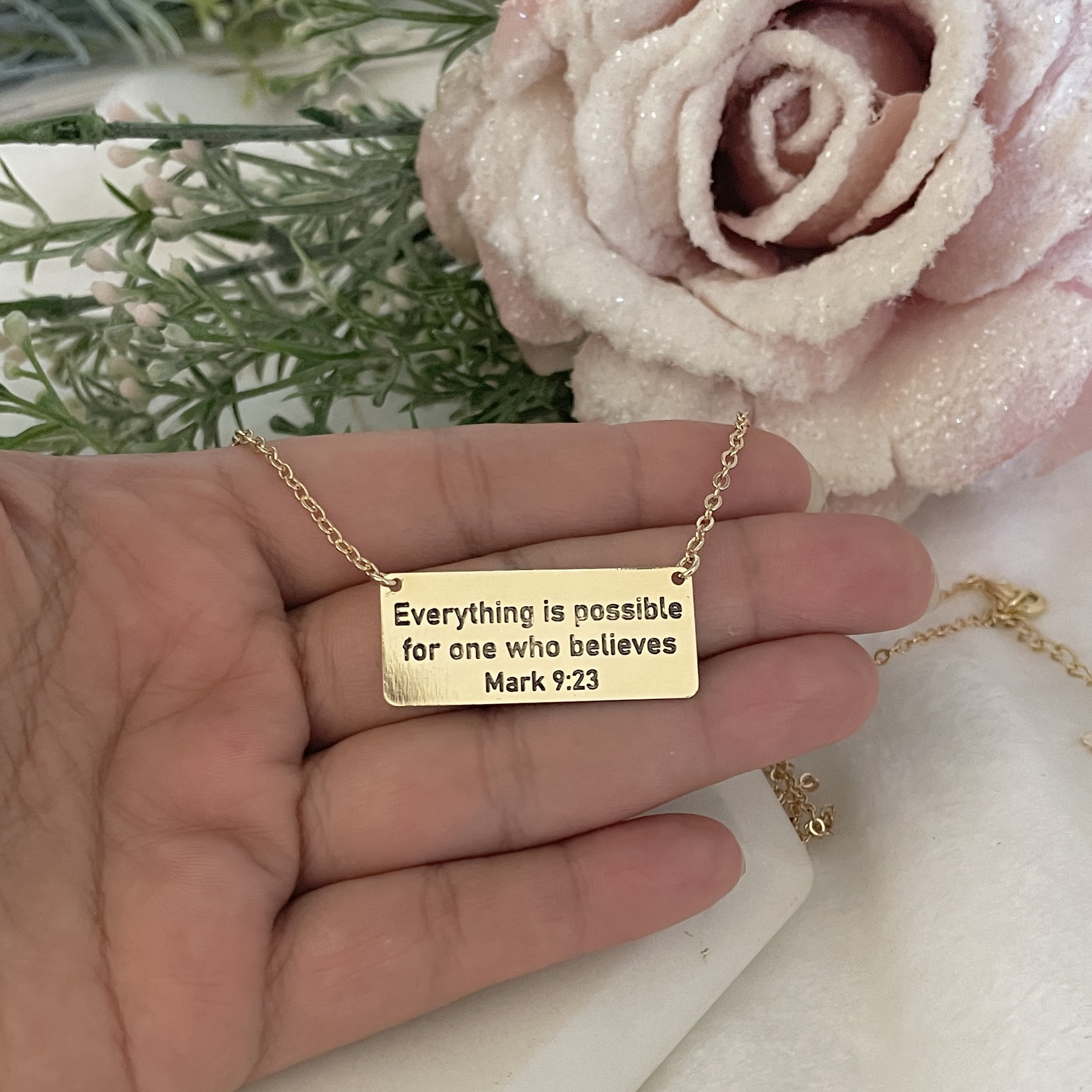 Bible Verse Necklace, Mark 9:23 Necklace, Christian Necklace, Scripture ...