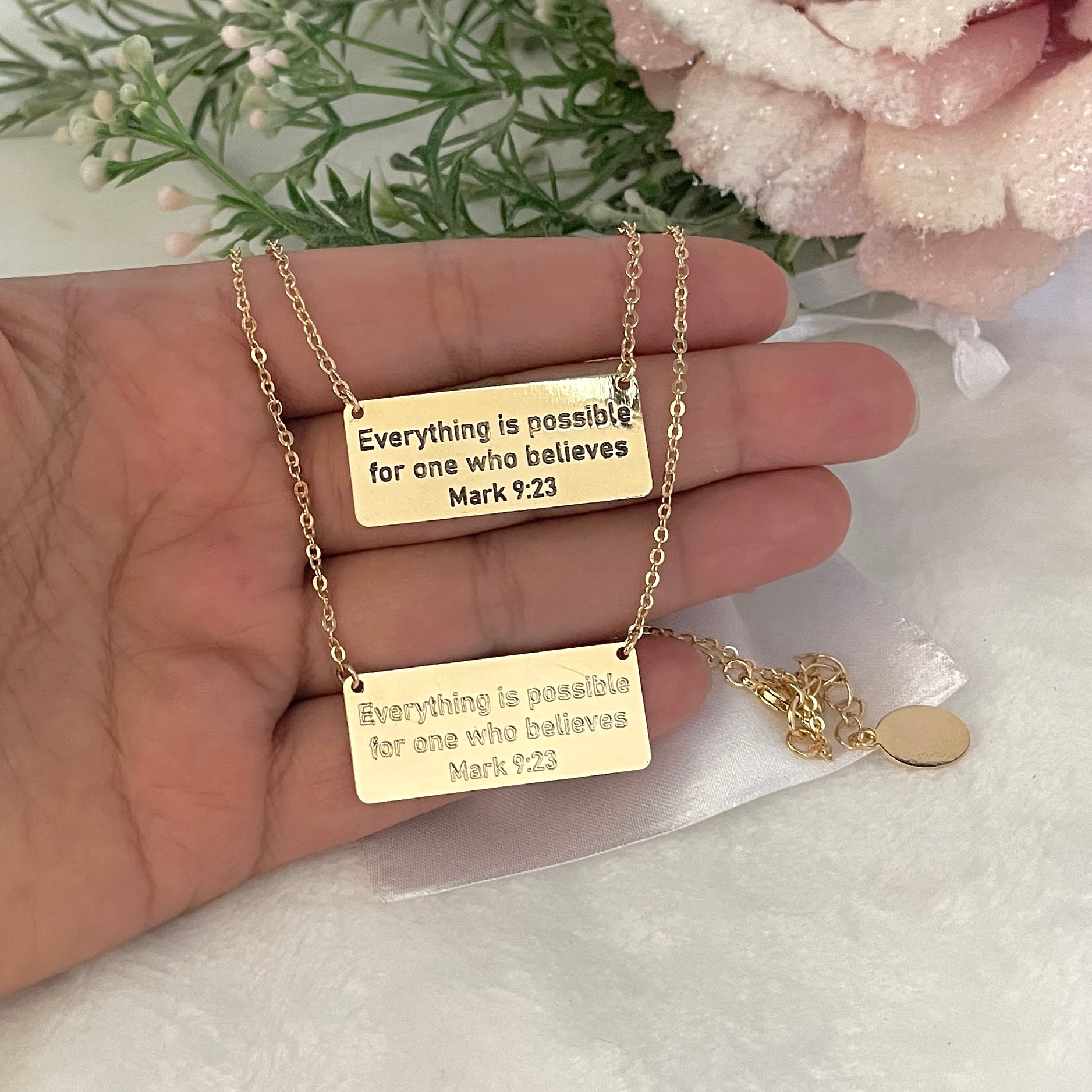 Bible Verse Necklace, Mark 9:23 Necklace, Christian Necklace, Scripture ...