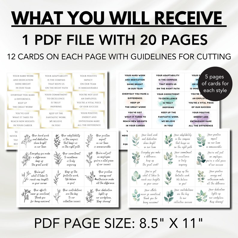 Printable Affirmation Cards, Encouragement Notes, Gratitude Notes, Work ...