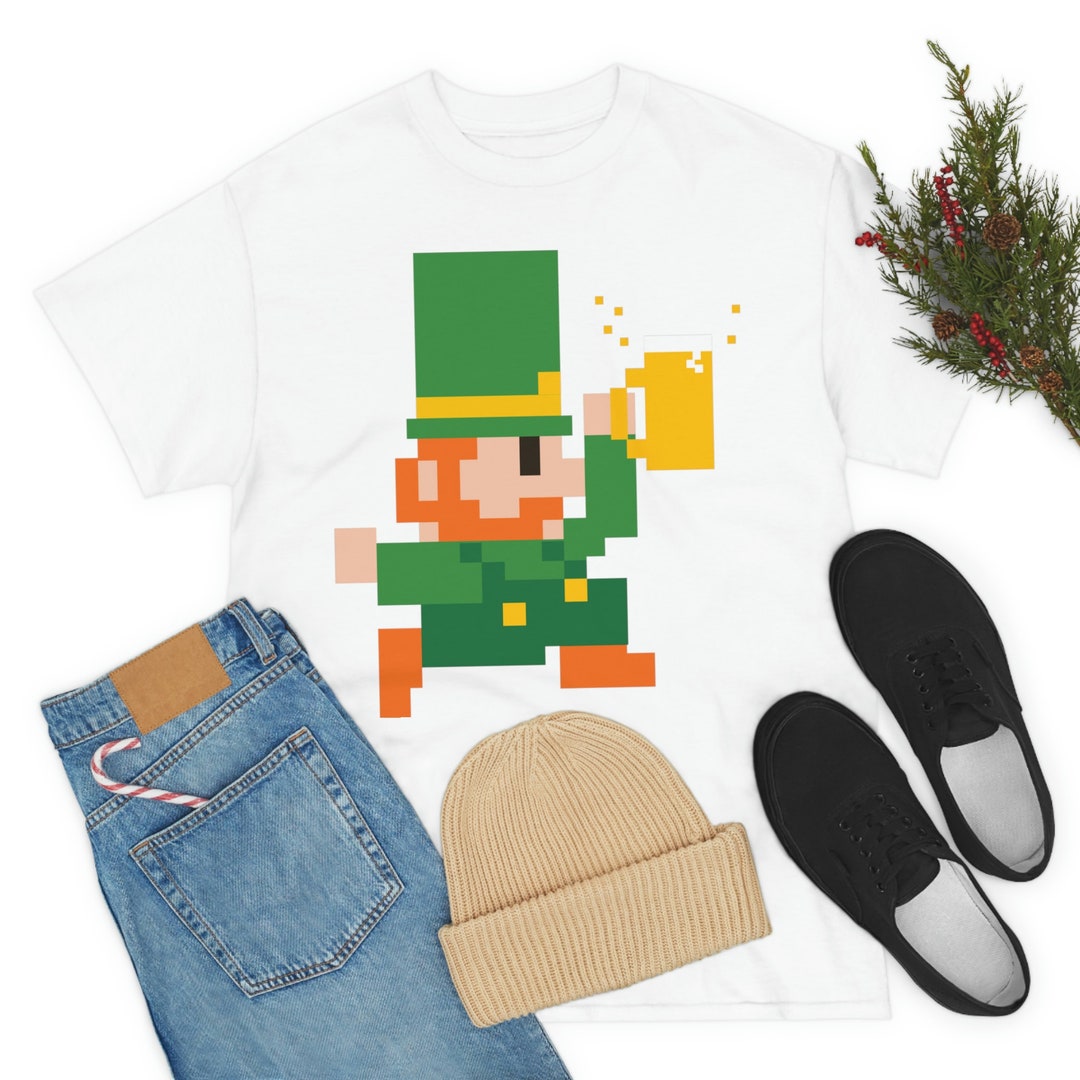 Pixel Art Leprechaun With Beer Tshirt, St Patrick's Day, St Patty's Day ...