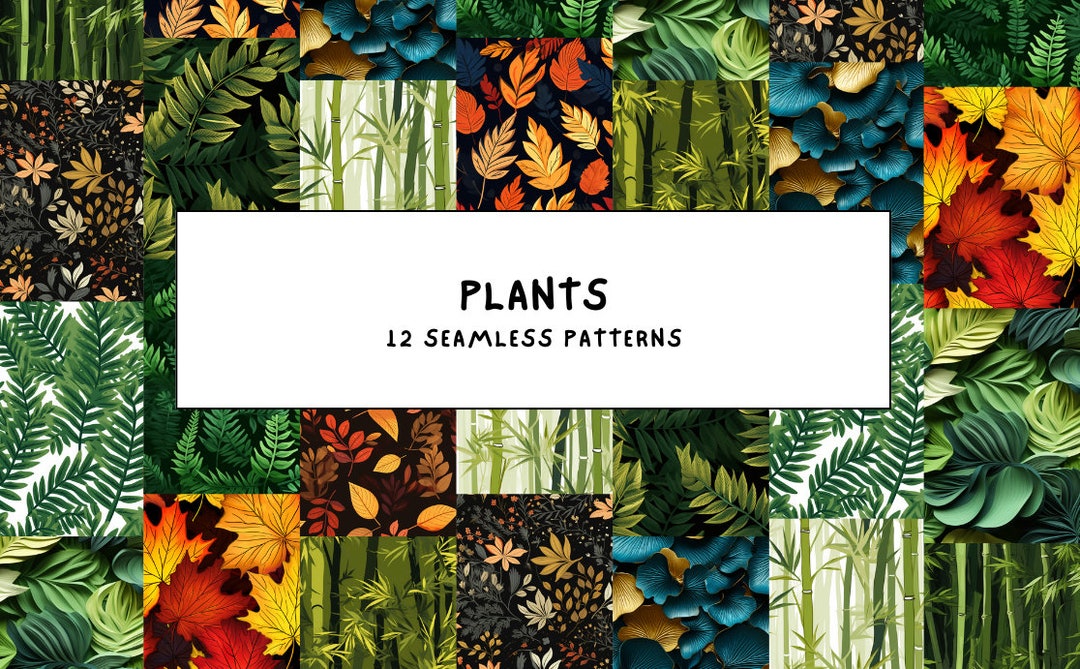 12 Seamless Plant Patterns, Immediate Download - Etsy
