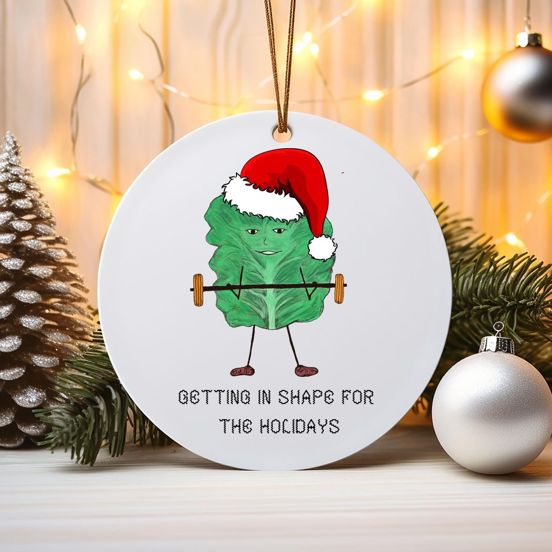 Weight Lifting Lettuce Ornament, Cute Lettuce Ornament, Exercising ...