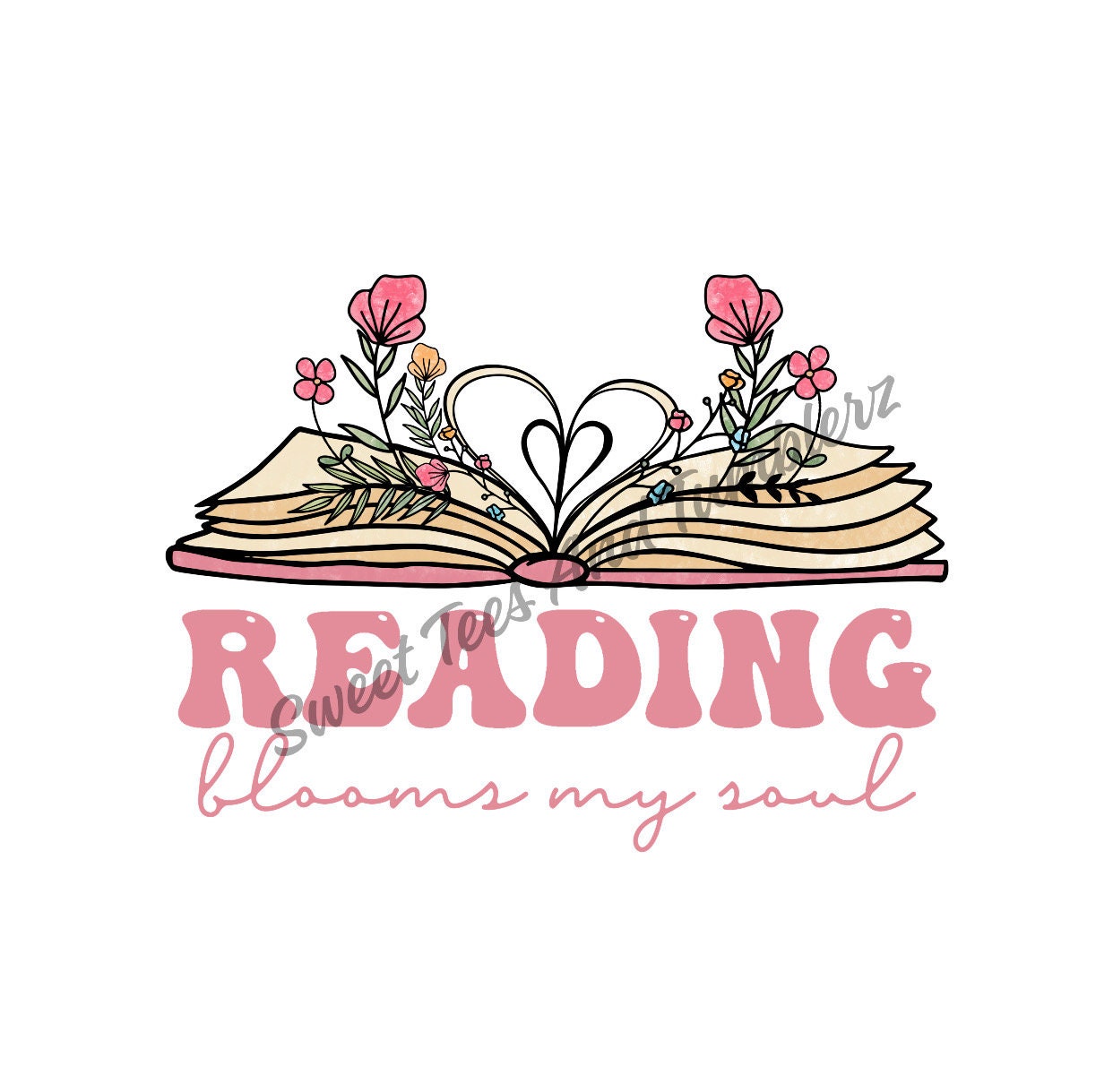 Reading Sublimation Designs for Shirts Reading Blooms My Soul - Etsy
