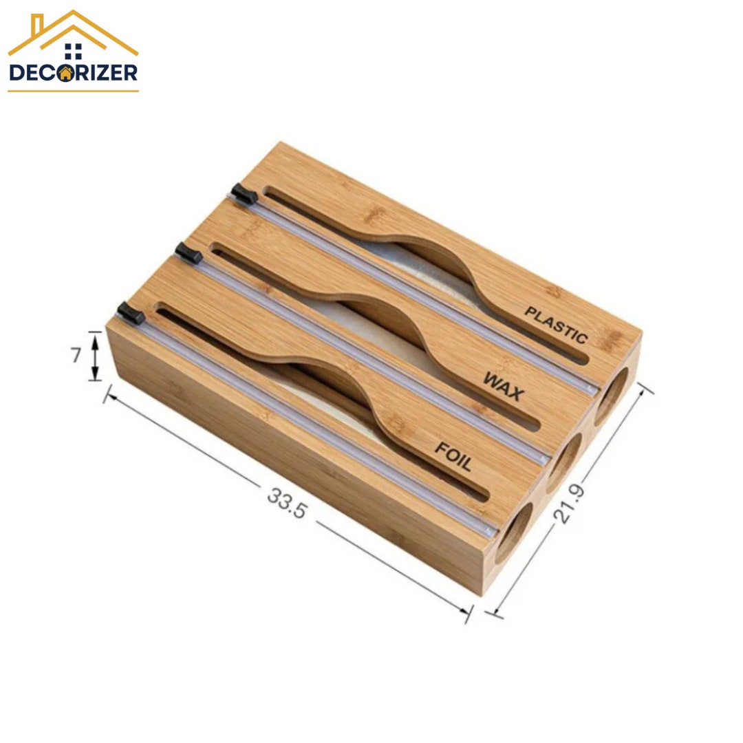 Bamboo Foil and Wrap Dispenser With Slide Cutter Wall Mounted Two Way ...