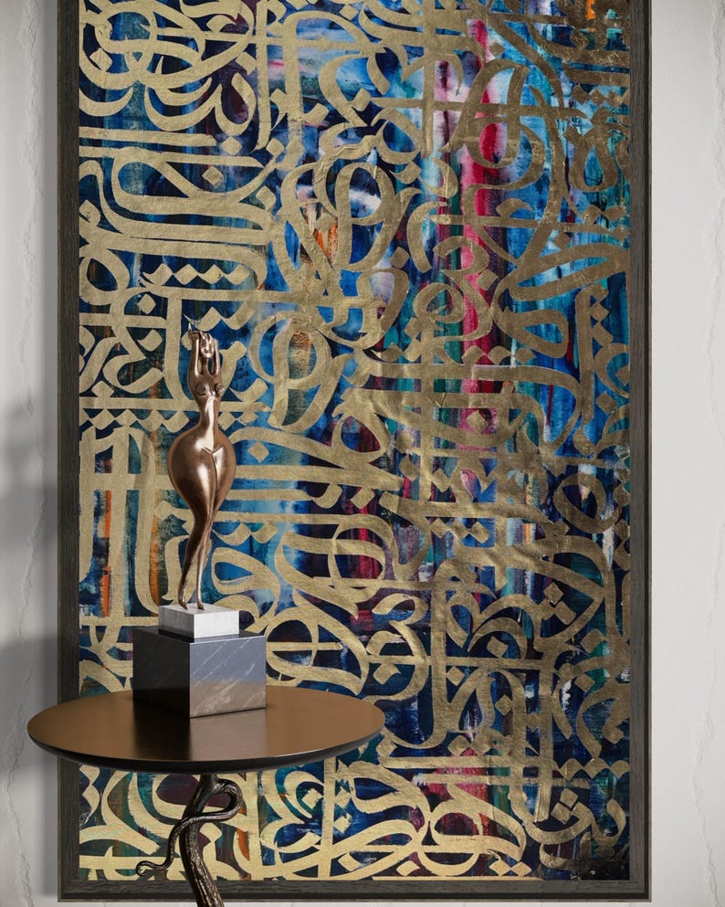 Original Gold Leaf Calligraphy Painting,handwritten Abstract ...