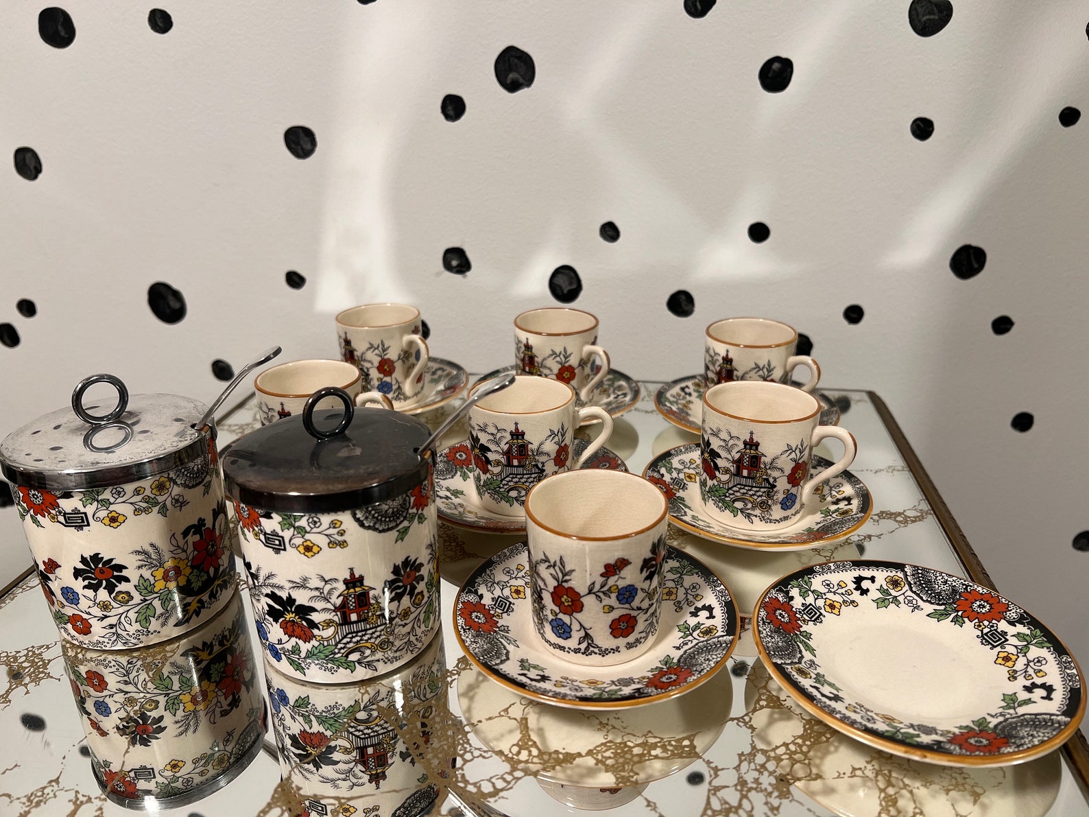Vintage Sandland Ware Demitasse 21 Piece Set With Jam or Preserve Pots ...