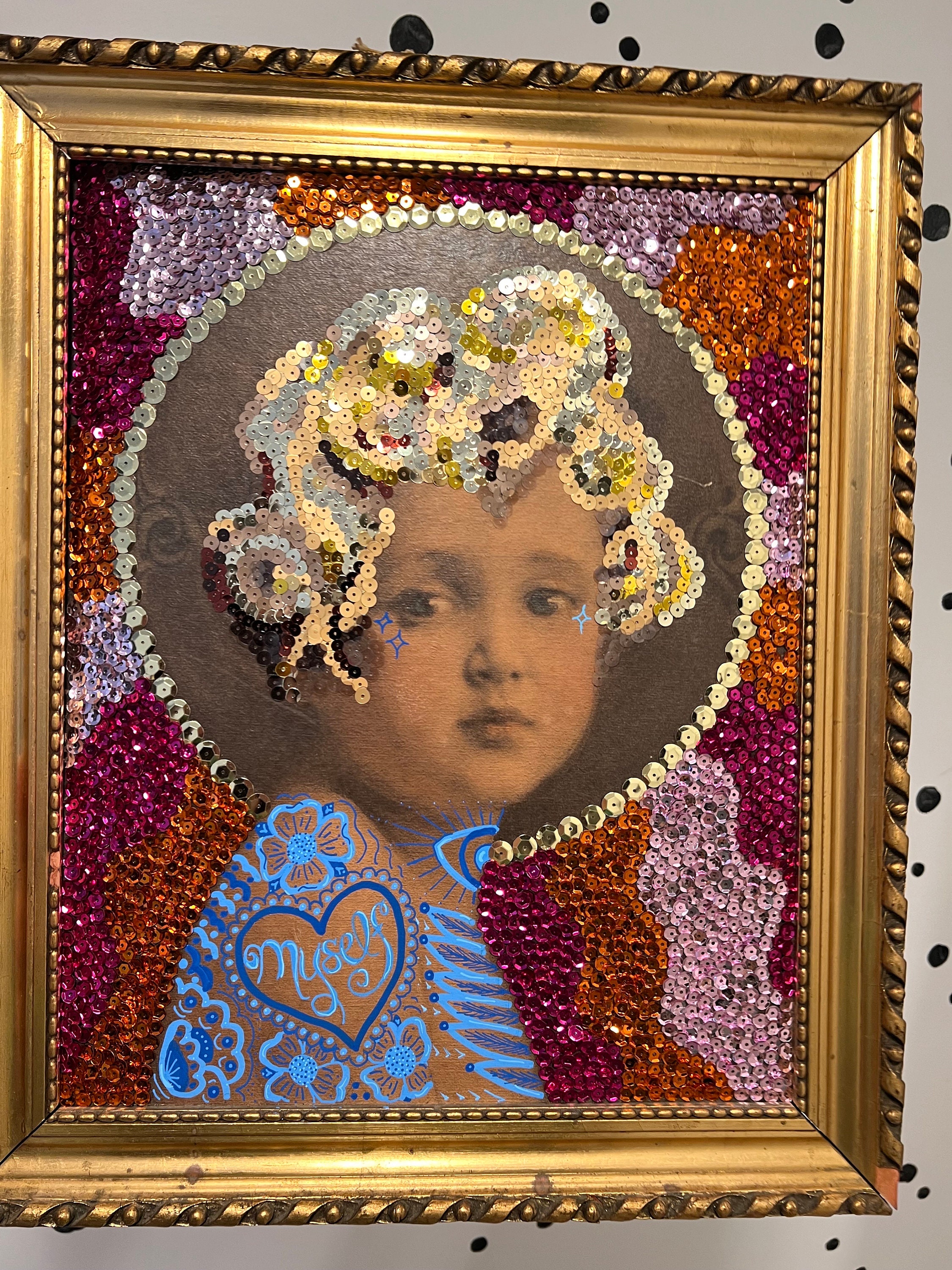 Lil Bb Angel V5 Sequin Art / Maximalist Art / Bold Wall - Etsy