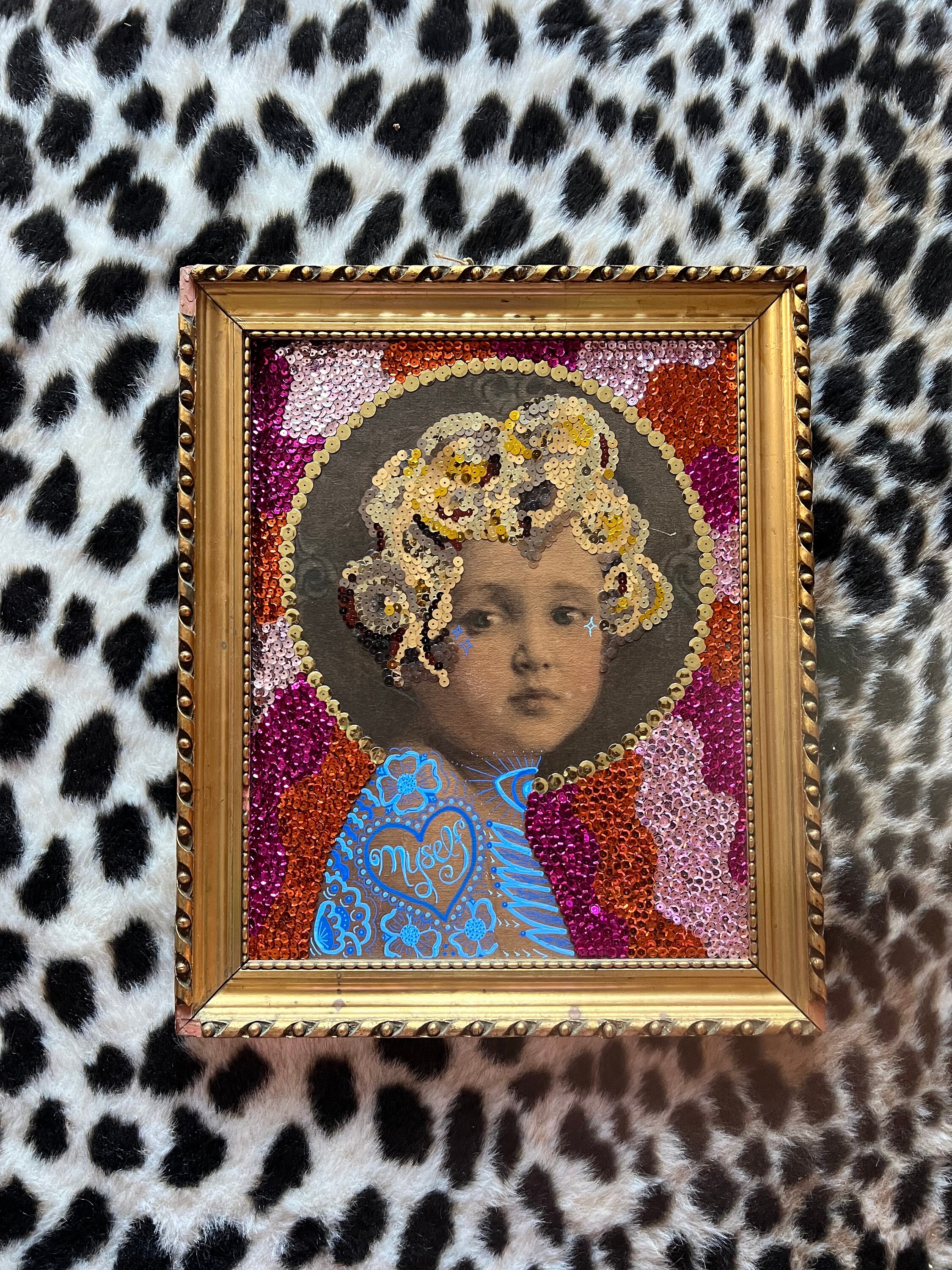 Lil Bb Angel V5 Sequin Art / Maximalist Art / Bold Wall - Etsy