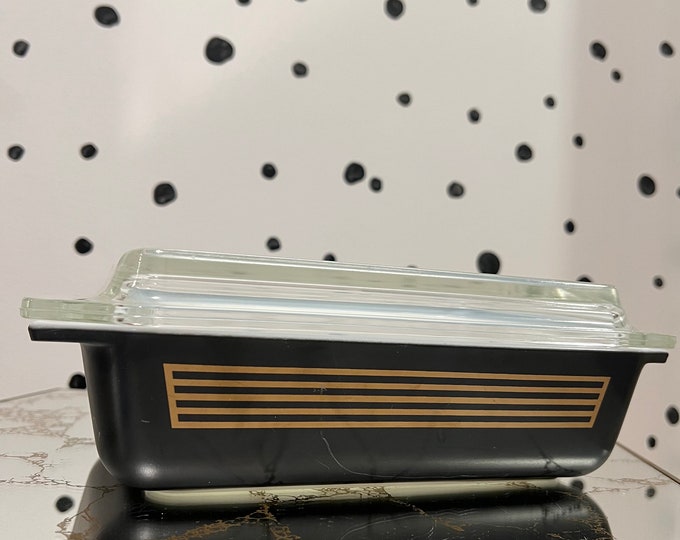 Vintage Rare Pyrex - Musical Staff Space Saver / Black and Gold Pyrex ...