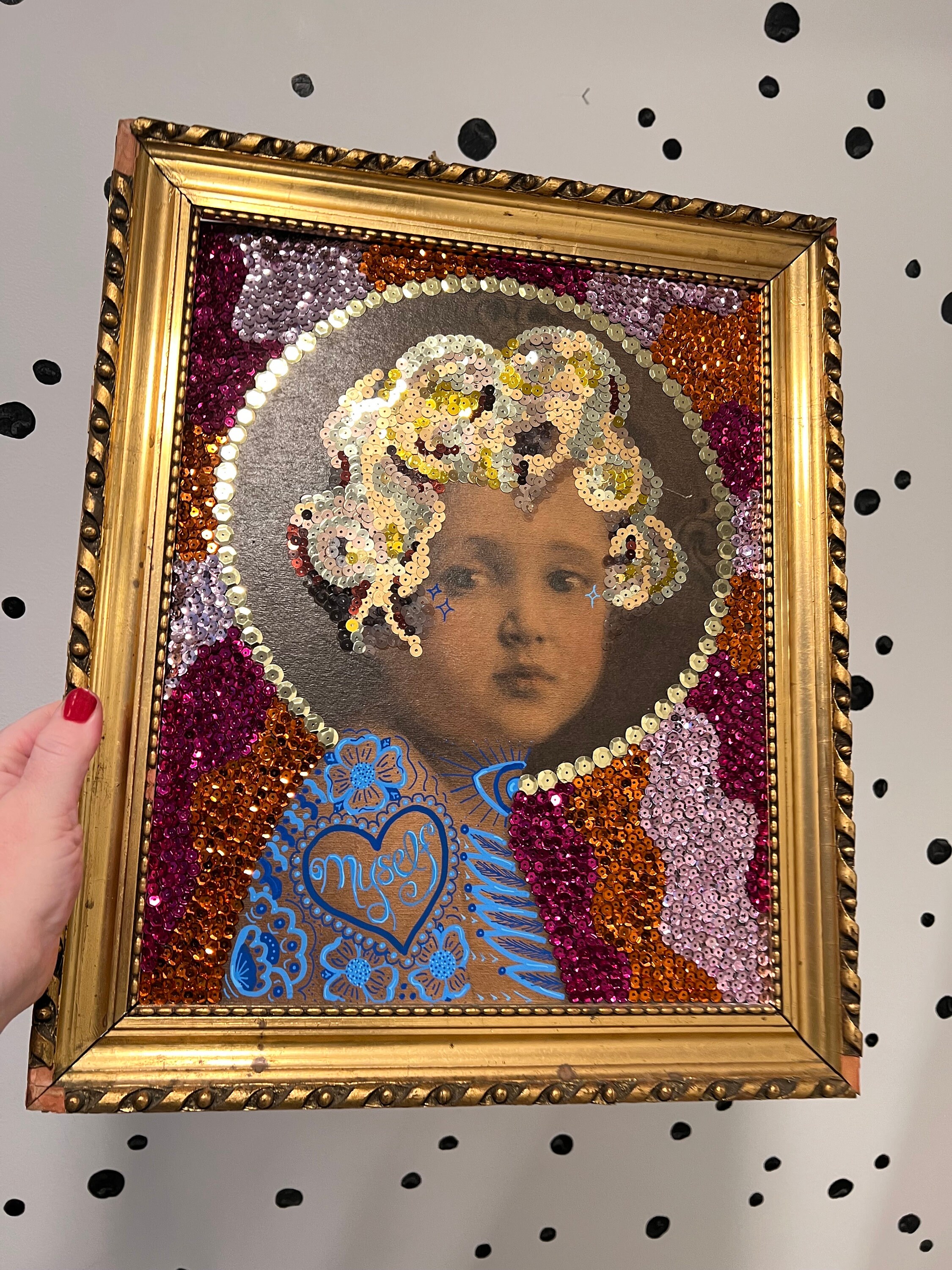 Lil Bb Angel V5 Sequin Art / Maximalist Art / Bold Wall - Etsy