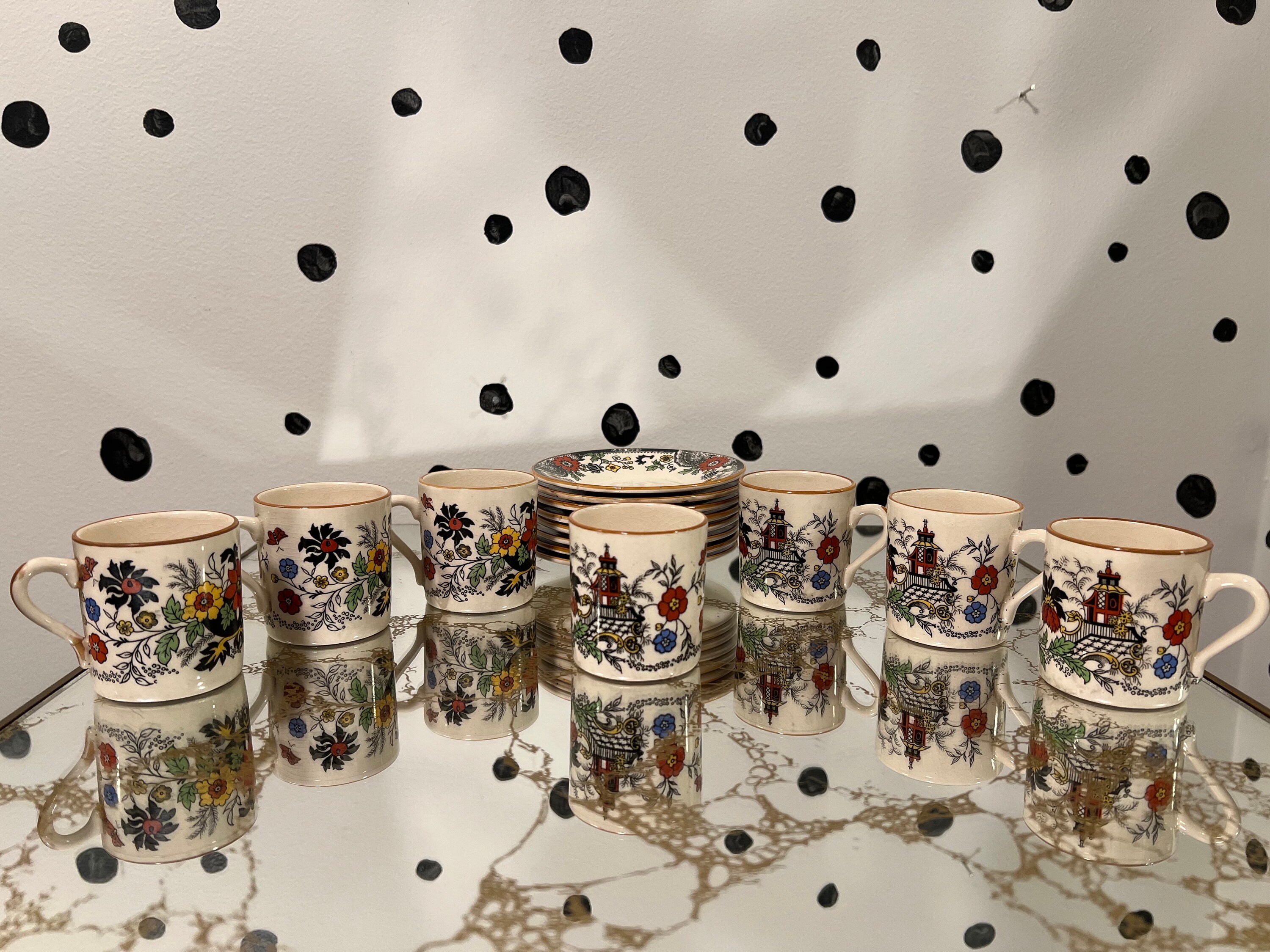 Vintage Sandland Ware Demitasse 21 Piece Set With Jam or Preserve Pots ...