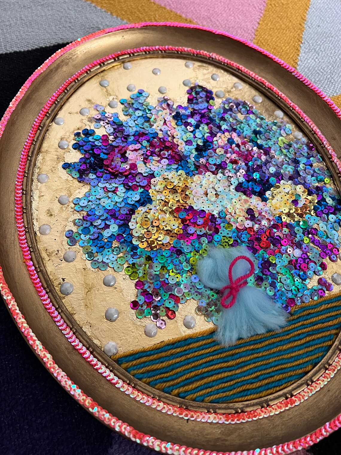 Blübell Blooms Sequin Art / Maximalist Art / Bold Wall Decor - Etsy