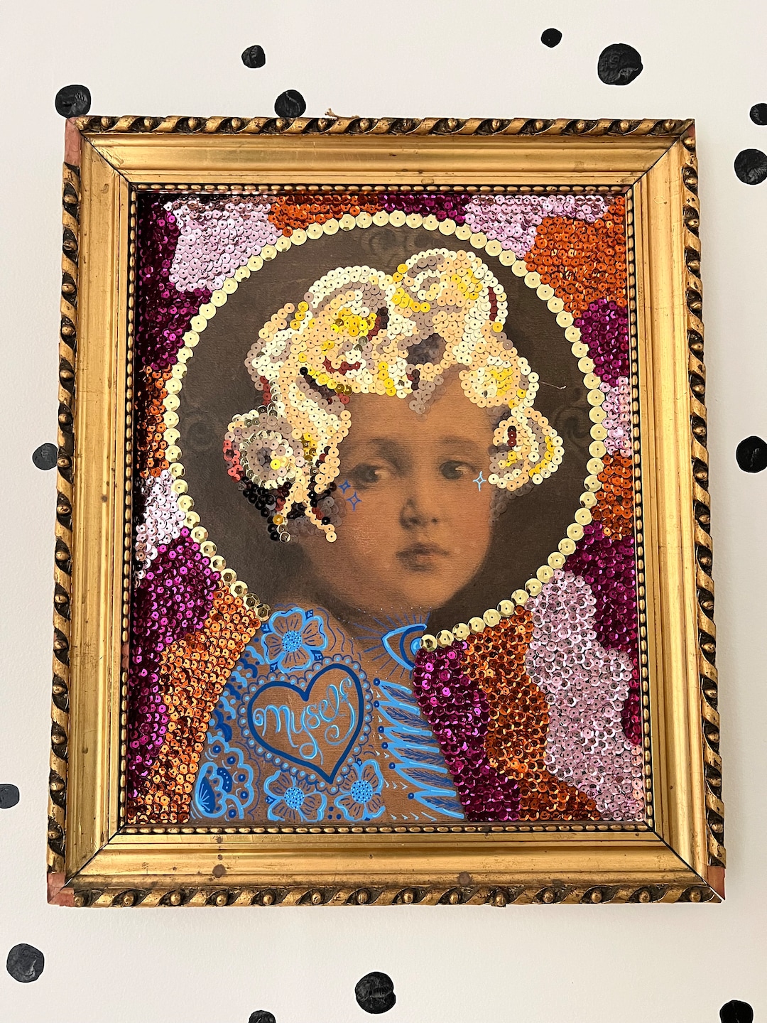Lil Bb Angel V5 Sequin Art / Maximalist Art / Bold Wall - Etsy