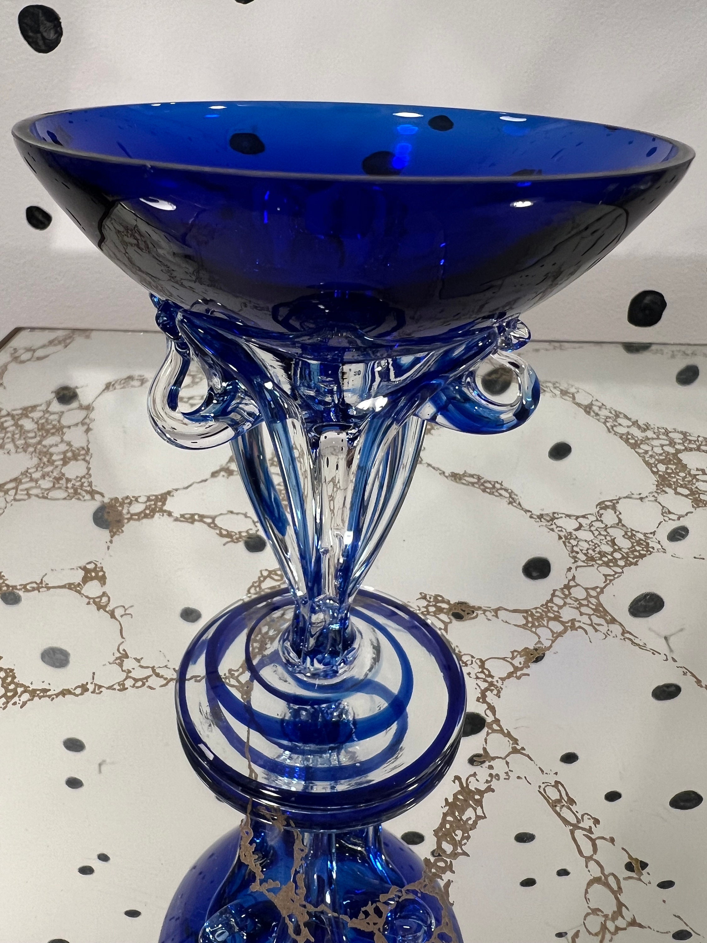 Jozefina Cobalt Blue Hand Blown Stretch Glass / Candle Holder / Vintage ...