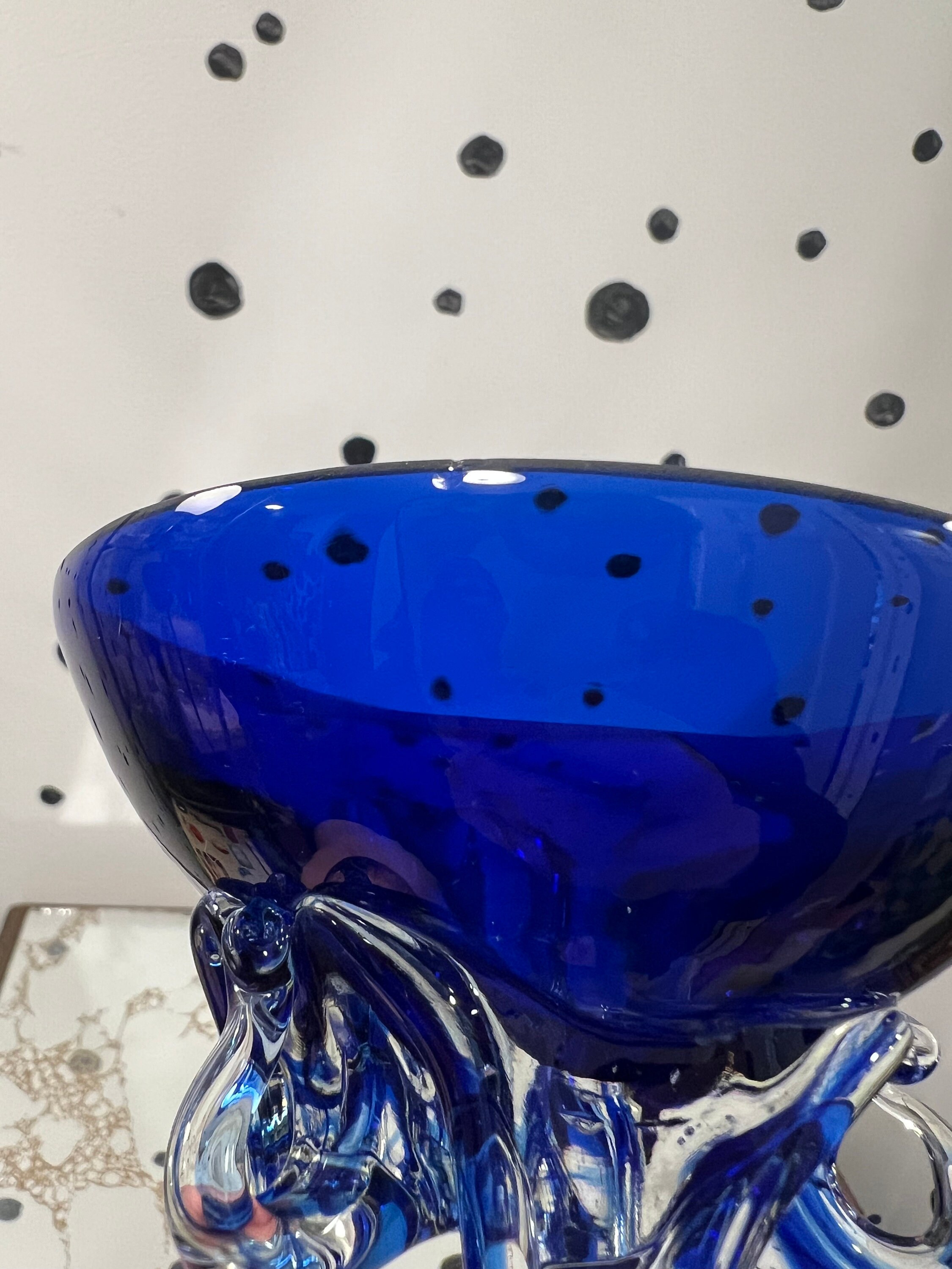 Jozefina Cobalt Blue Hand Blown Stretch Glass / Candle Holder / Vintage ...