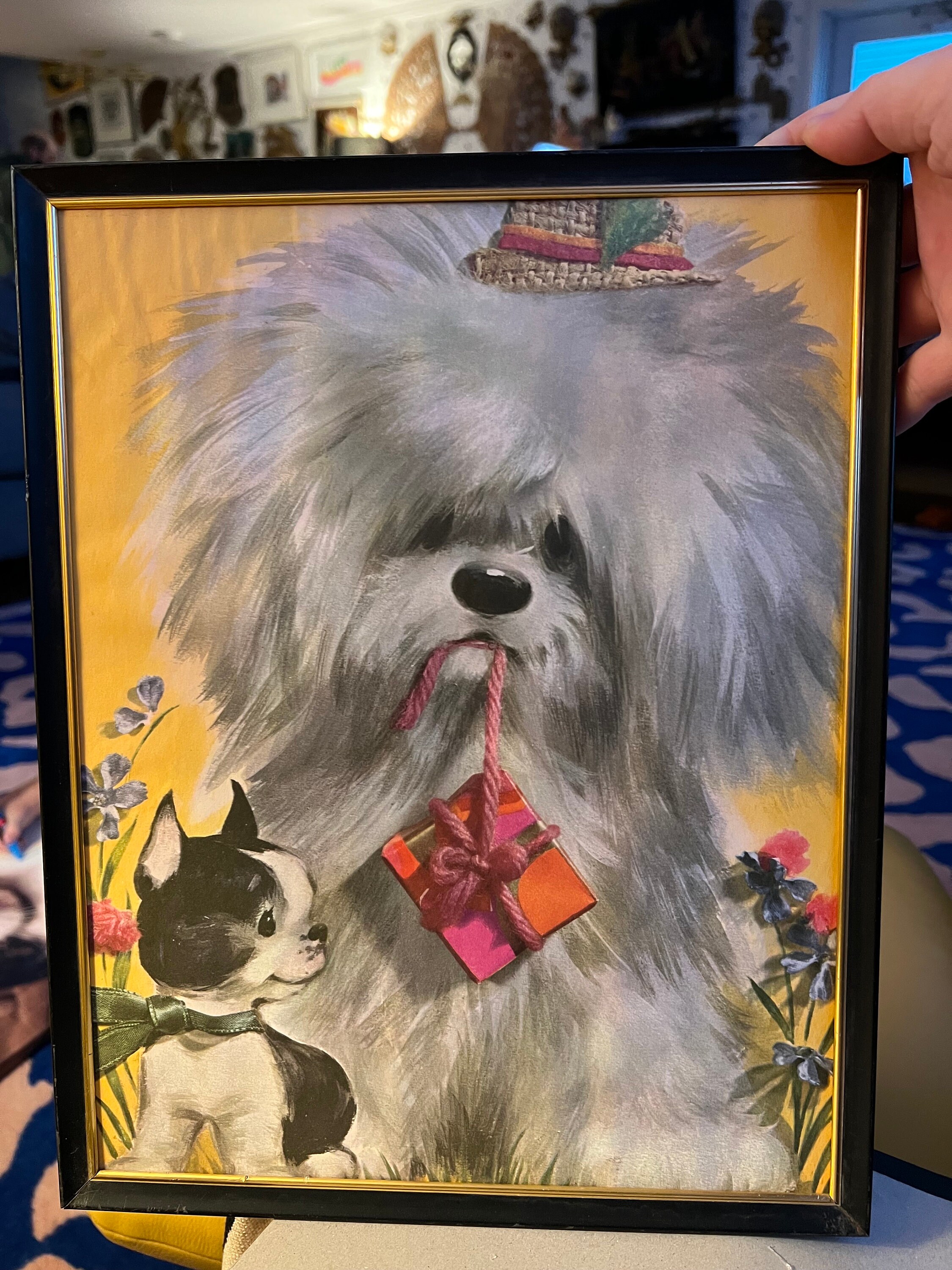 Floof & Bebe - Sequin Art / Maximalist Art / Bold Wall Decor / Cute Dog ...