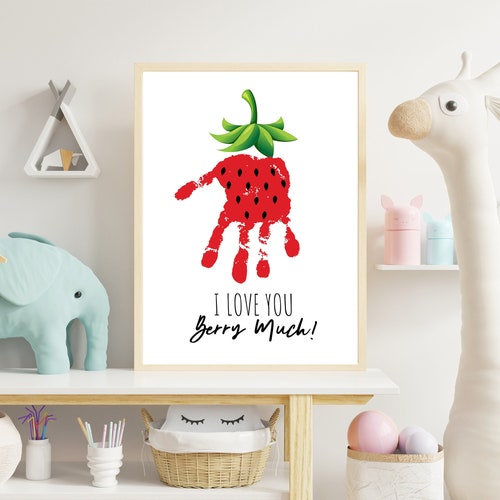 Valentine's Day Handprint Art I Love You Berry Much DIY - Etsy