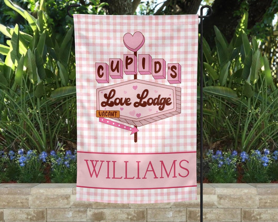 Cupid's Love Lodge, Happy Valentine's Day Garden Flag, Holiday Yard ...