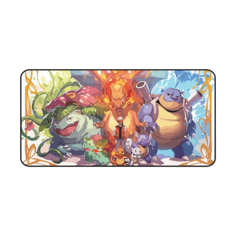 Poke Gaming Desk Mat Mouse Pad XXL Anime Charizard Venasuar Blastoise ...