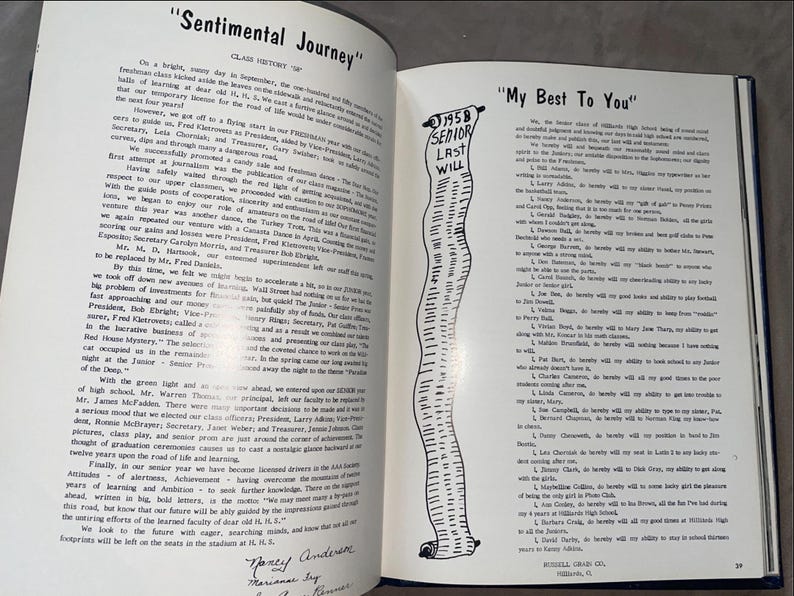 ORIGINAL 1958 Hilliards High School Yearbook. Not a Duplicate. Great ...
