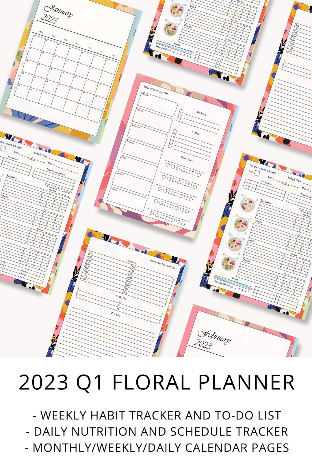 2023 Q1 Dated Floral Digital Planner, Goodnotes Planner, iPad Planner ...