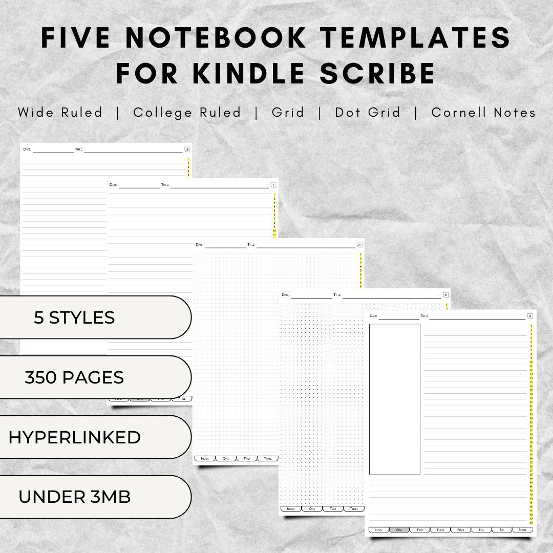 Kindle Scribe PDF 7-subject Notebooks (lined, Grid, Dot Grid, Cornell ...