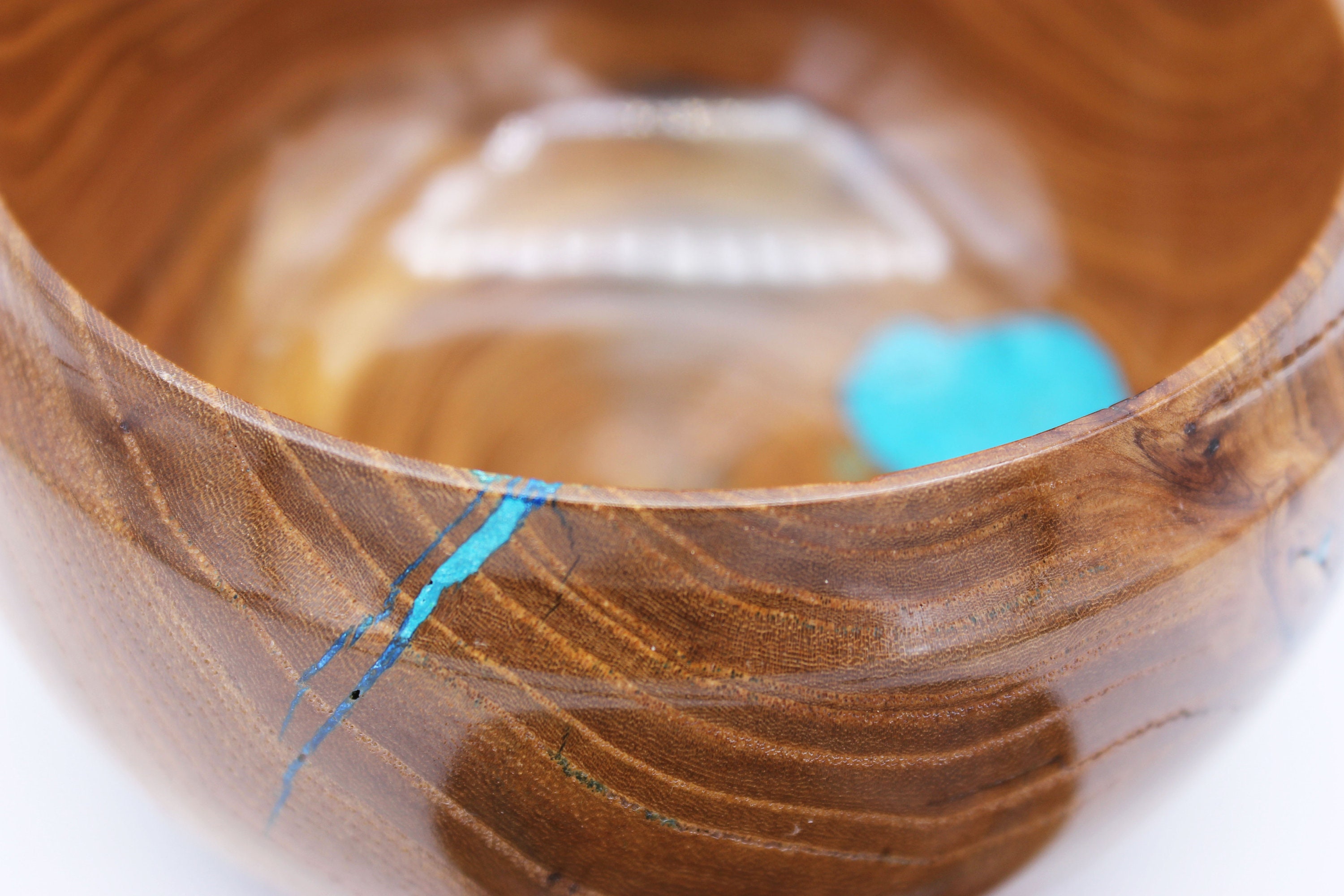 Elm and Black Walnut Salt Cellar With Electric Blue Epoxy - 20240119A ...