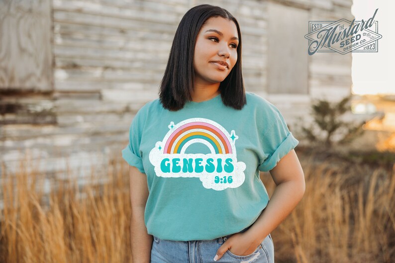 Christian Png Rainbow Genesis 9:16 Dtf Transfer File Retro Kids Png Sublimation PNG Tshirt ...