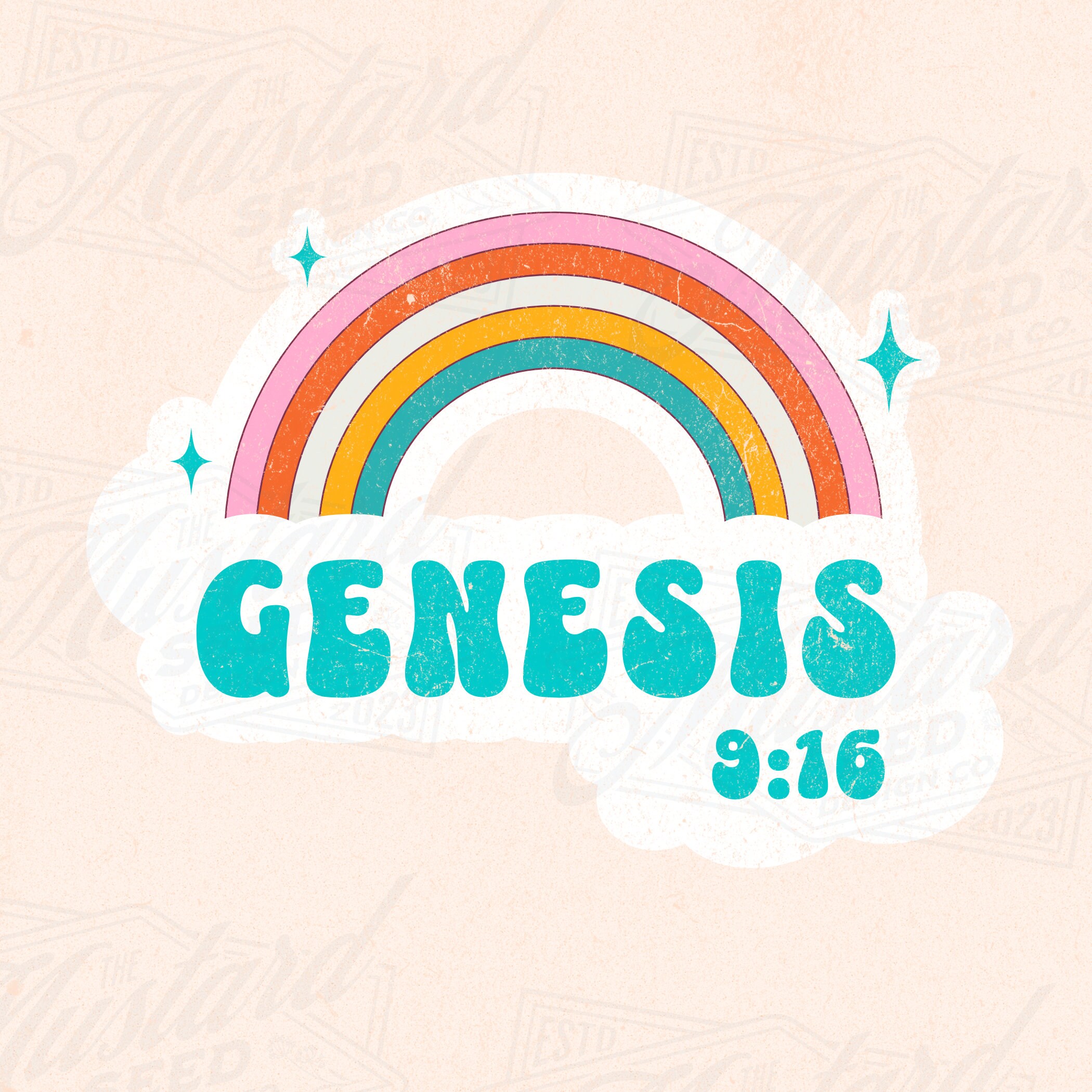 Christian Png Rainbow Genesis 9:16 Dtf Transfer File Retro Kids Png ...