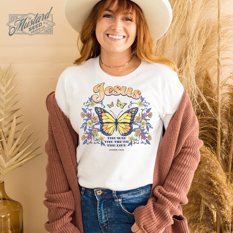 Retro Christian Png Jesus the Way Truth Life Butterfly Sublimation File PNG Tshirt Design ...