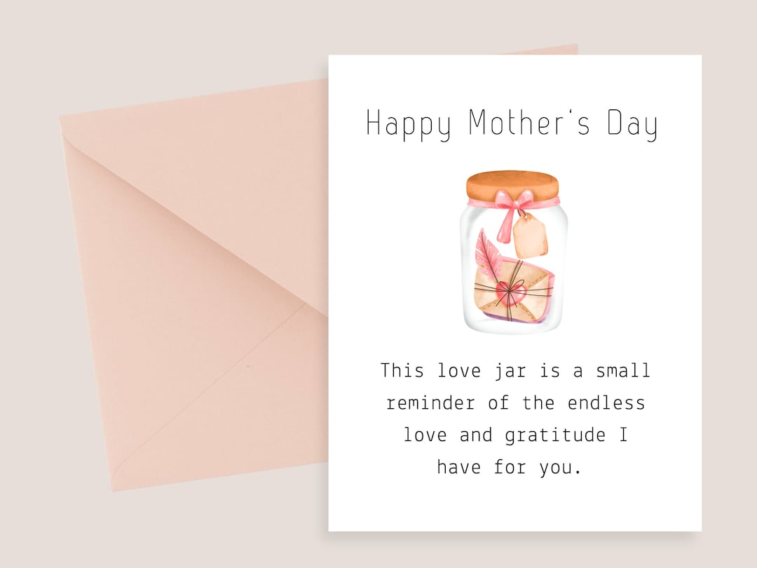 Love Heart Jar Mother's Day Card Note Card for Mom Wife - Etsy