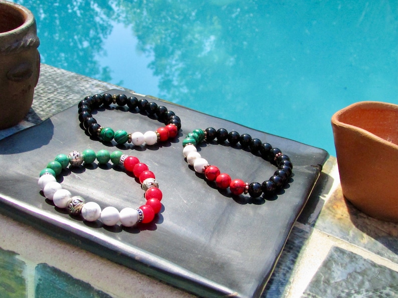 Viva Mexico Los colores de la bandera Pulsera de cuentas inspirada en ...