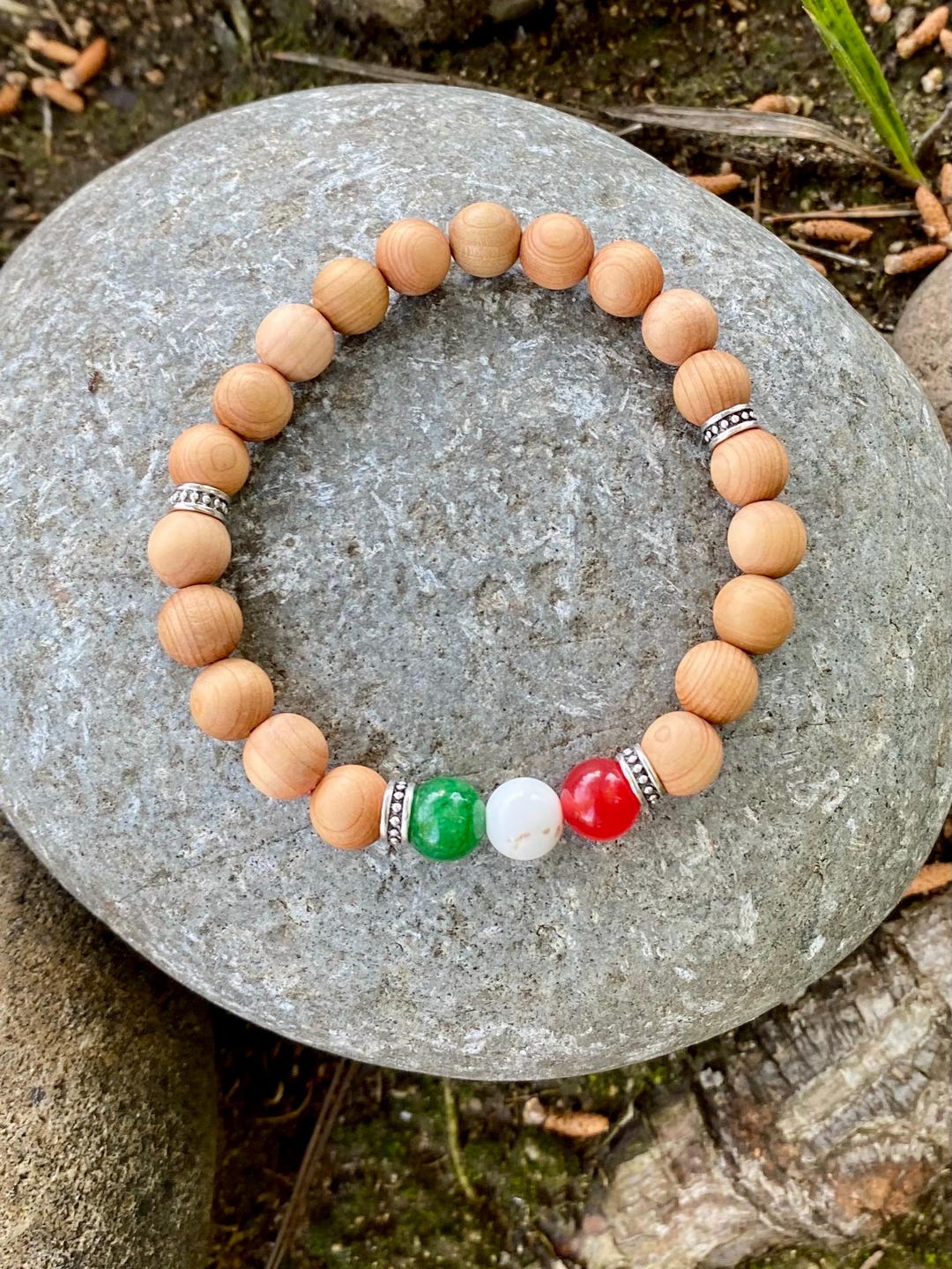 Handcrafted Mexican Beaded Bracelet With Natural Gemstones & Wood ...