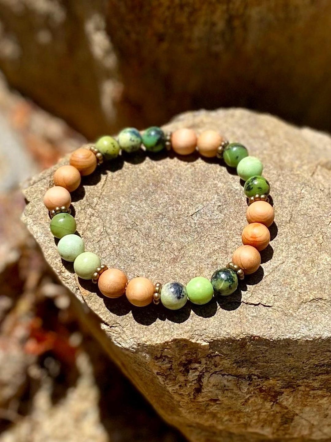 Elemental Agate Bracelet: Natural Cedar Wood, Earth Sign Jewelry - Etsy
