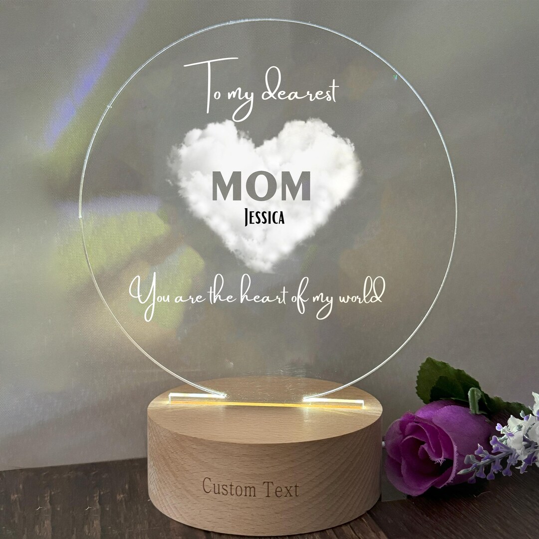Personalized Happy Mothers Day Night Light Lamp Gift for Mom – Custom ...