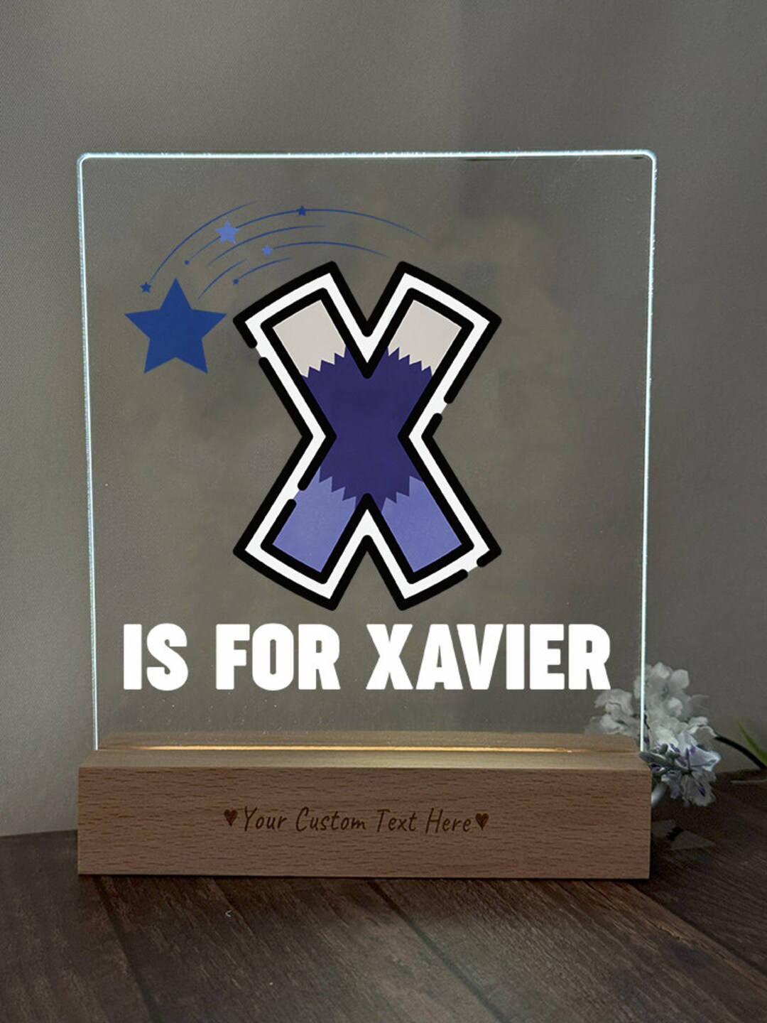 Customized Night Light Gift With Letter X for Boys Bedroom Decor ...